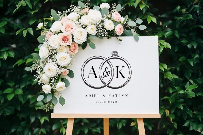Personalized Wedding Logo: Intertwined Rings, Initials & Date (digital ...