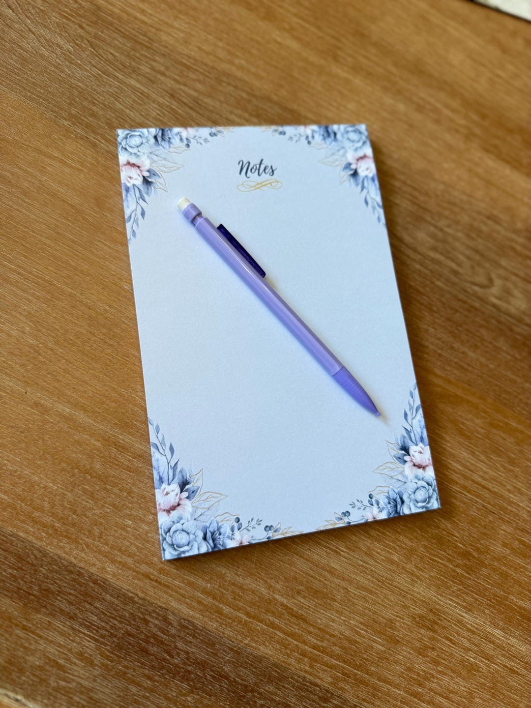 Blue Floral Notepad: Elegant Tear-off Memo Pad - Etsy