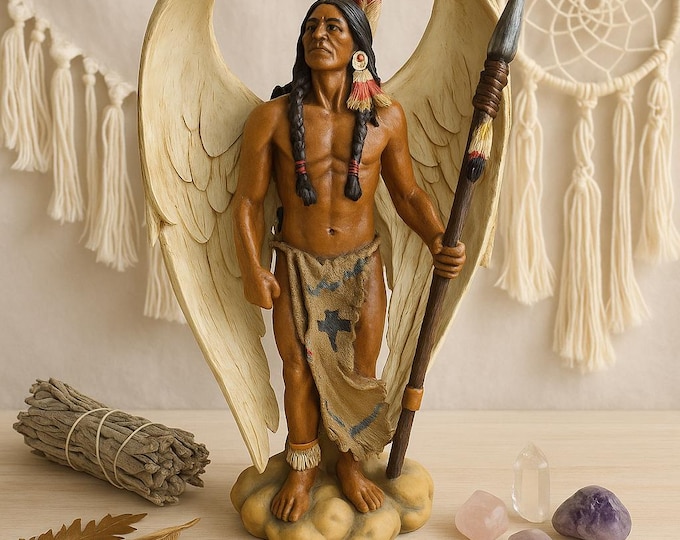 Vintage Eagle Dancer Statue – Native American Angel Figurine With Spear ...