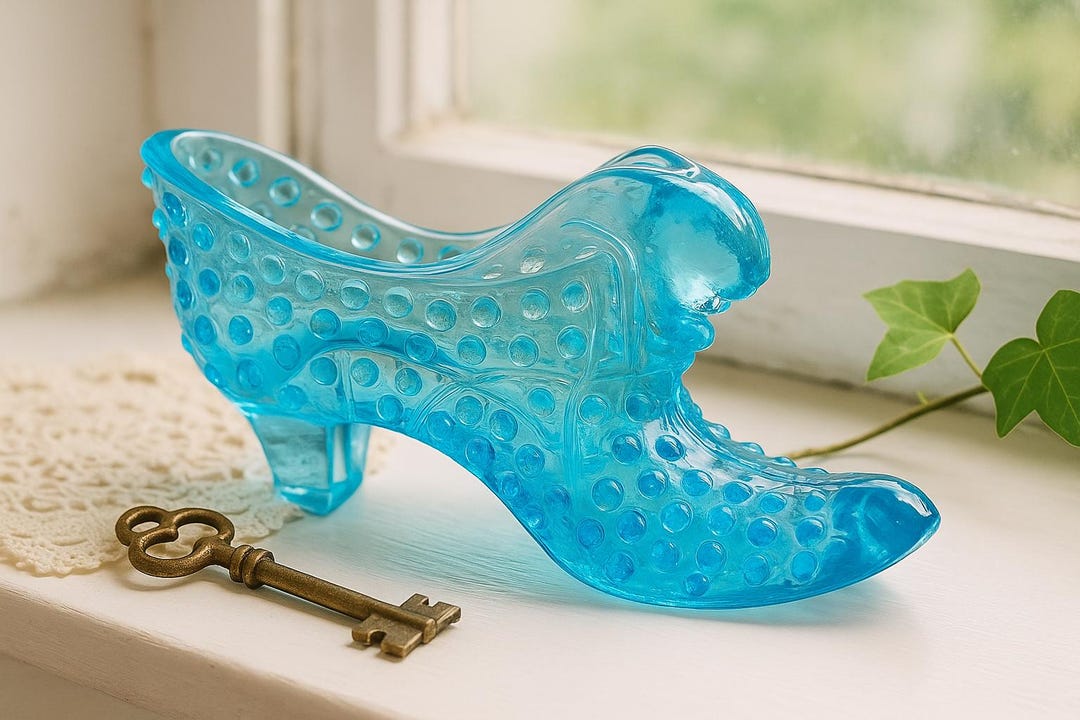 Fenton Aqua Blue Hobnail Glass Slipper Boot - Etsy