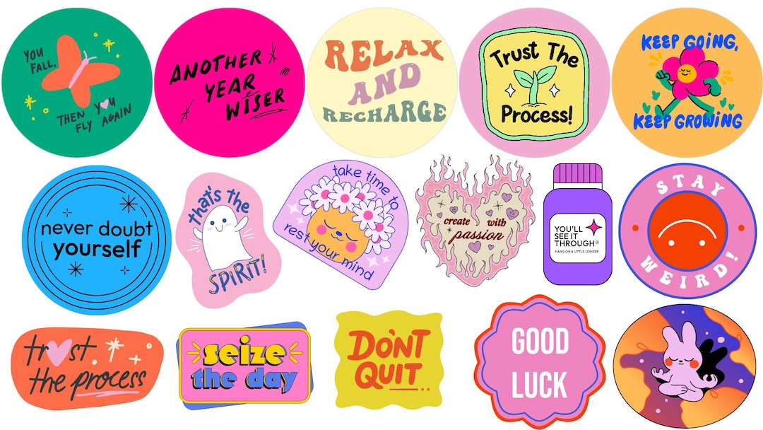100 Printable Cute Stickers | Fun Planner Stickers | Digital Download ...