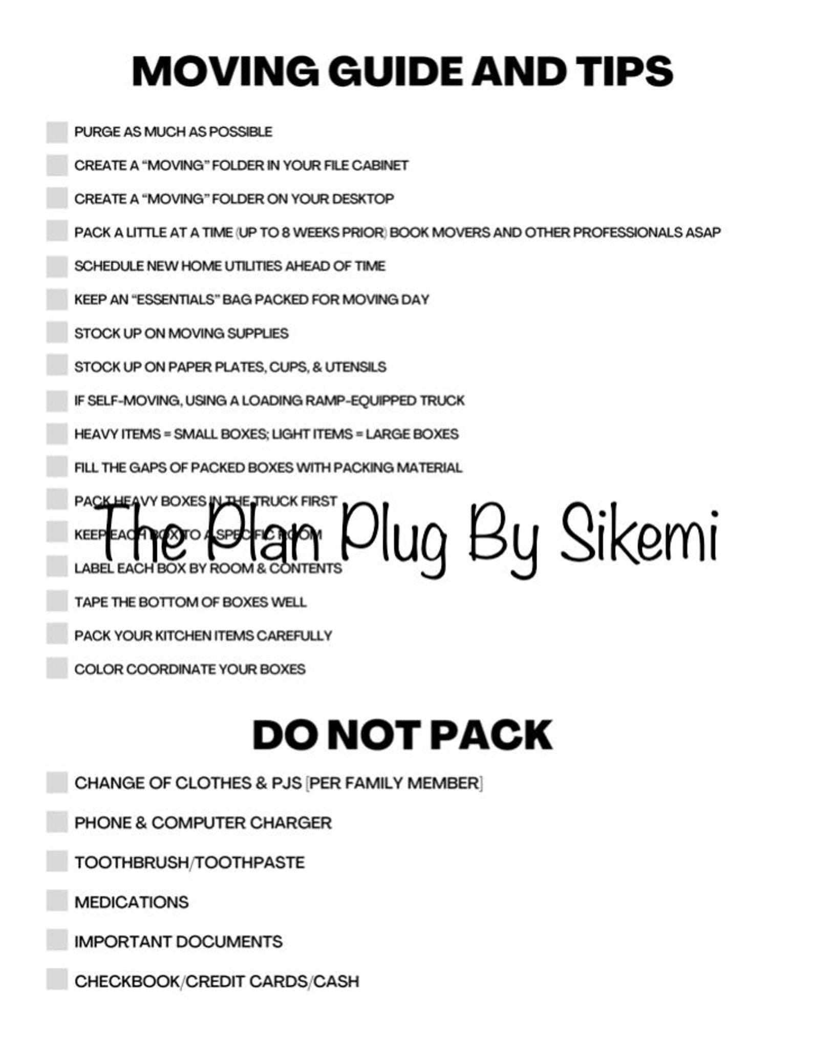Moving Planner | Ultimate Moving Checklist + Timeline + Budget Tracker ...