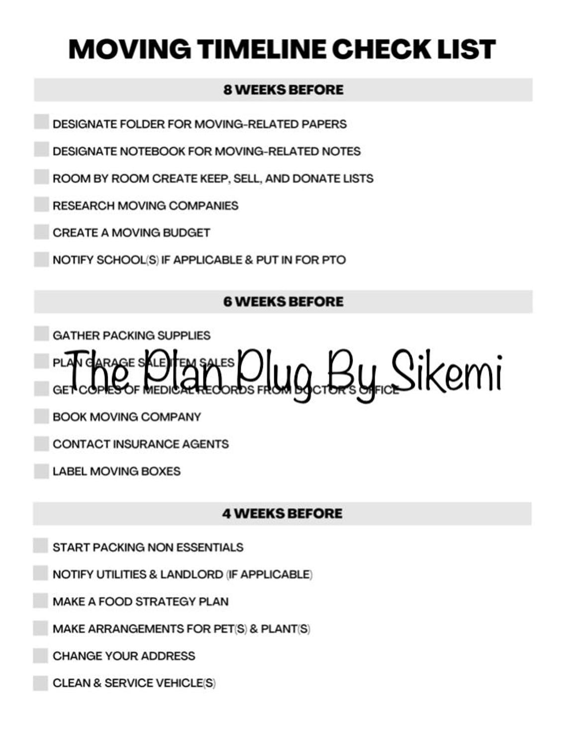 Moving Planner | Ultimate Moving Checklist + Timeline + Budget Tracker ...