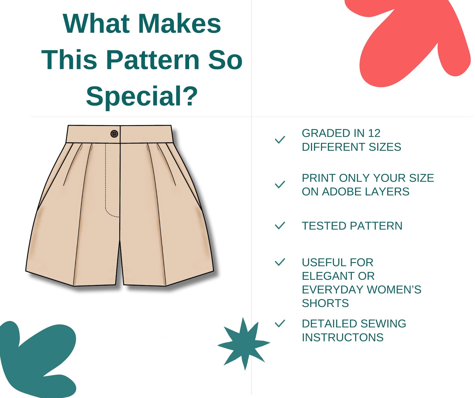 Easy Women's Shorts Sewing Pattern, Tailored Shorts Pdf Sewing Pattern ...