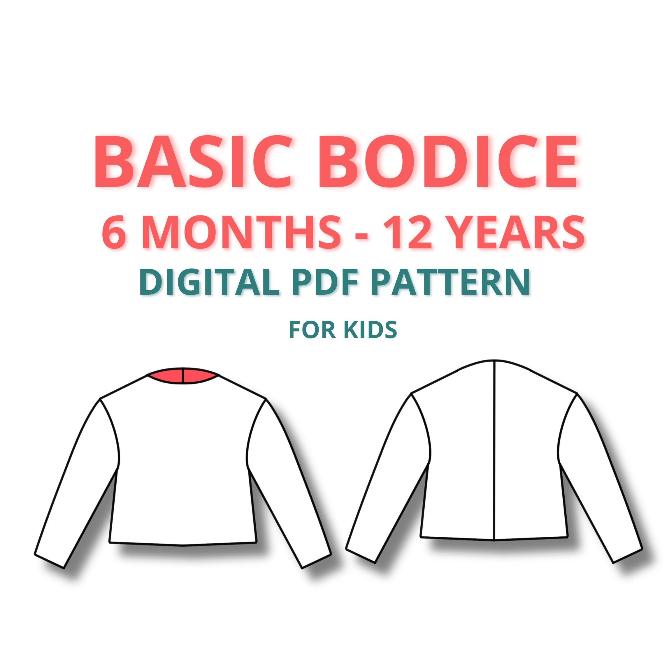 Basic Bodice Block for Baby and Toddler, Digital PDF Sewing Pattern ...