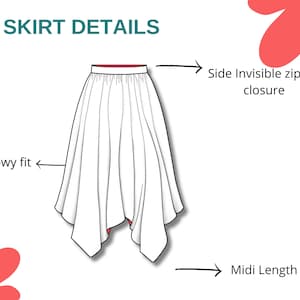 Handkerchief Skirt Sewing Pattern, Asymmetrical Skirt Pattern, Flowy ...