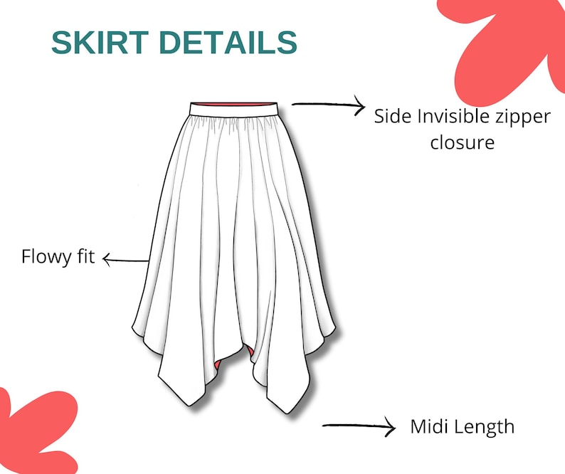 Handkerchief Skirt Sewing Pattern, Asymmetrical Skirt Pattern, Flowy ...