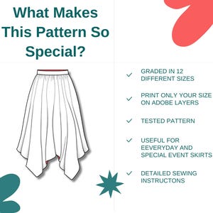 Handkerchief Skirt Sewing Pattern, Asymmetrical Skirt Pattern, Flowy ...