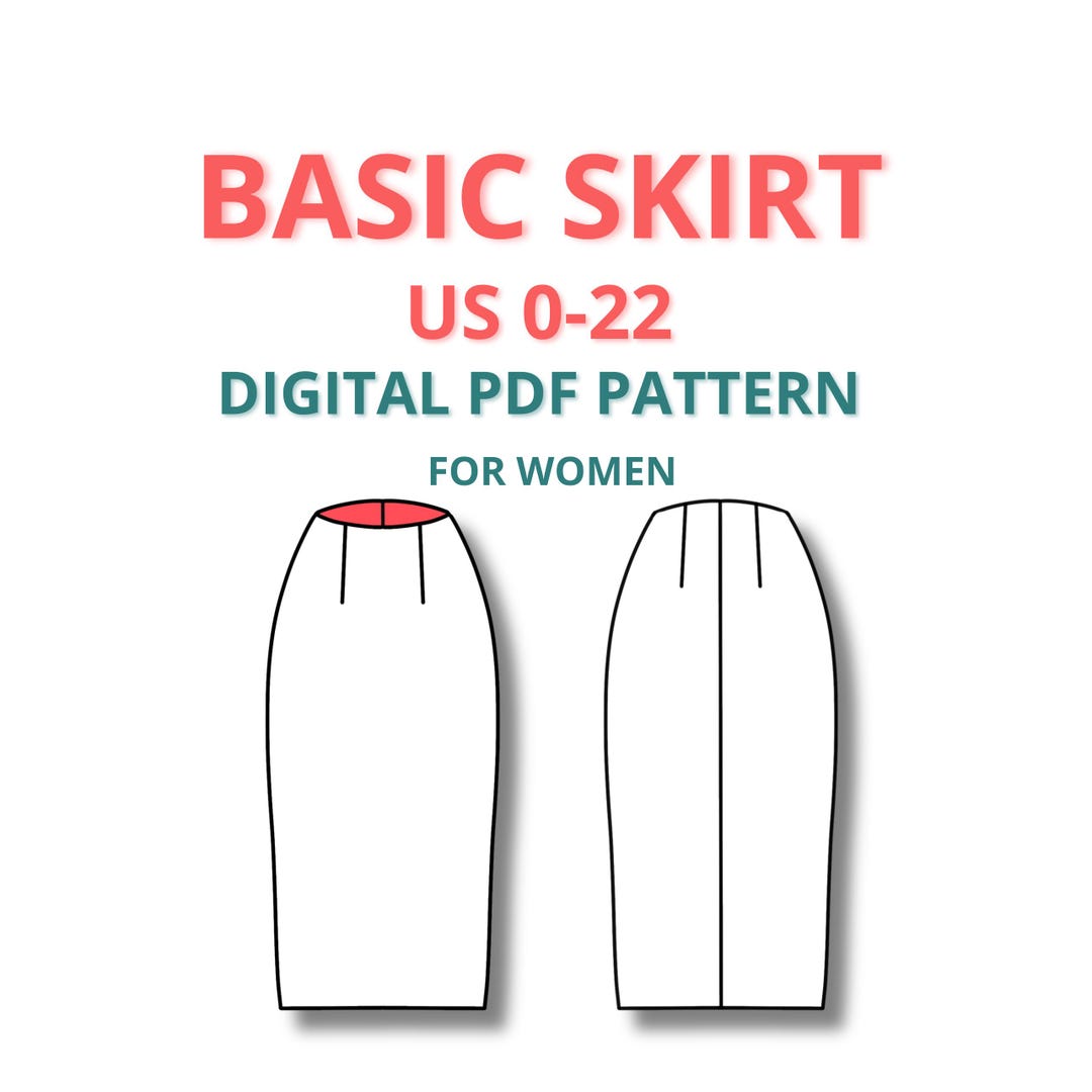 Basic Skirt Block for Women, Digital PDF Sewing Pattern, Beginner ...