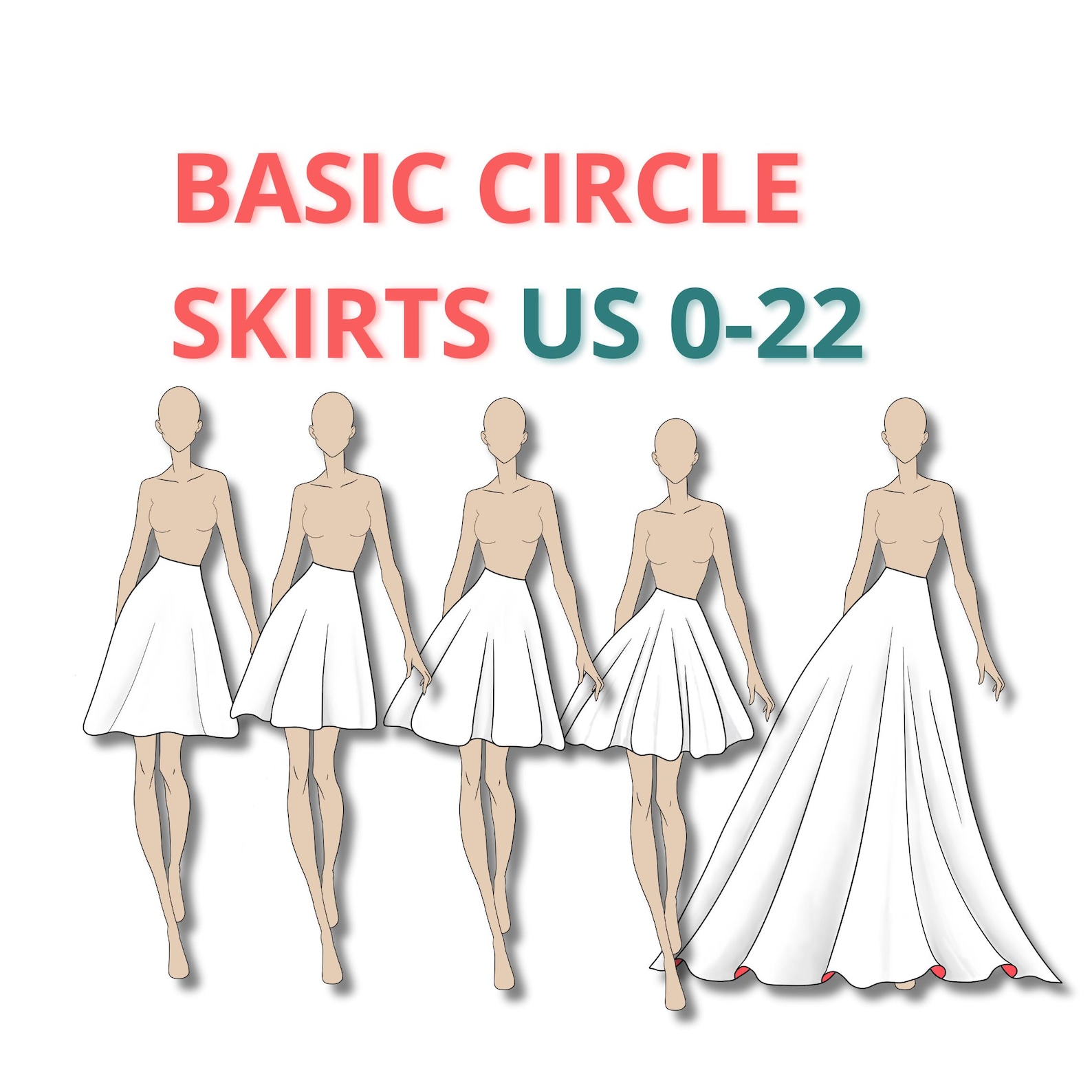 BUNDLE Basic Circle Skirt Block Sewing Pattern, Beginner Friendly Pdf ...