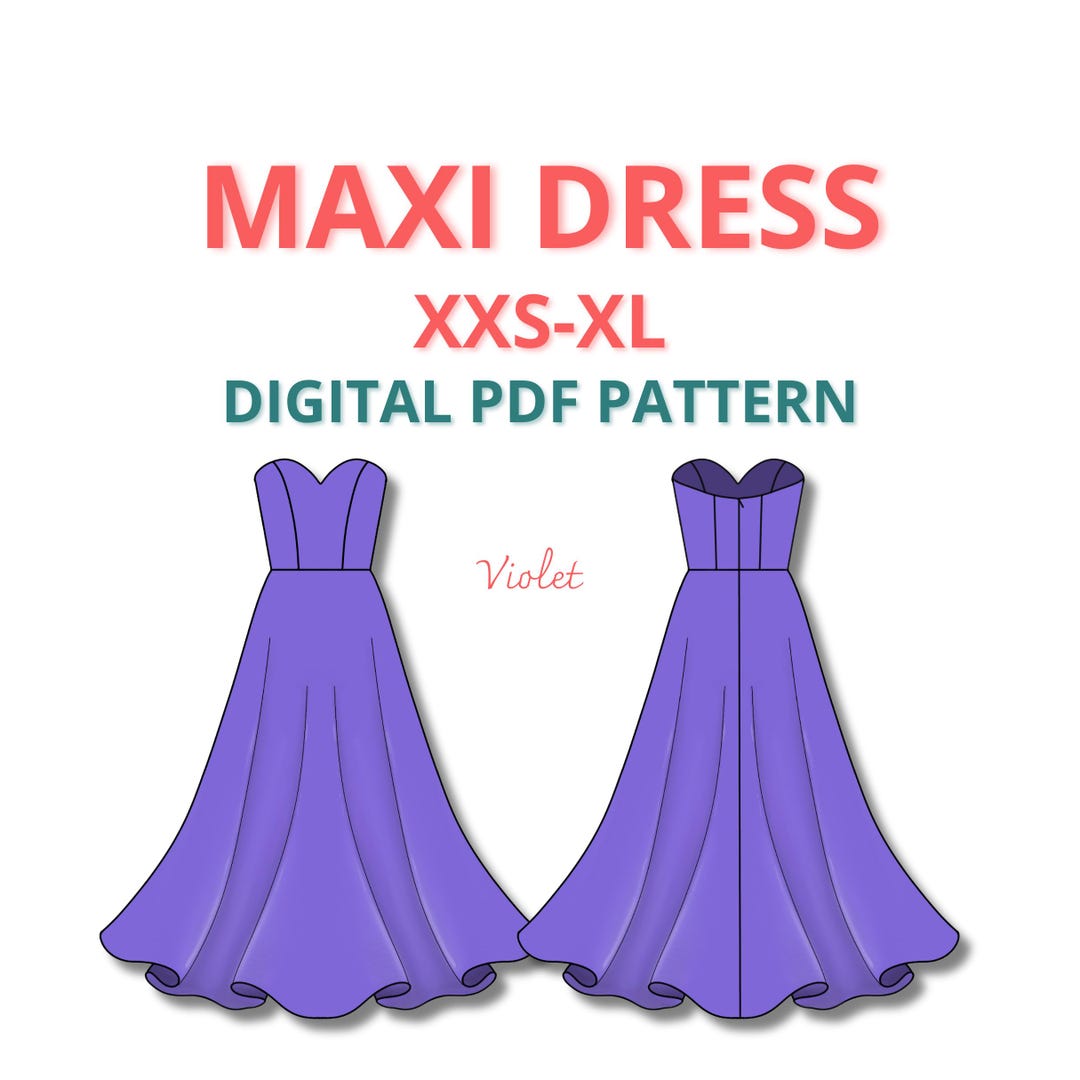 Maxi Corset Dress Sewing Pattern, Sweetheart A Line Gown Pattern for ...