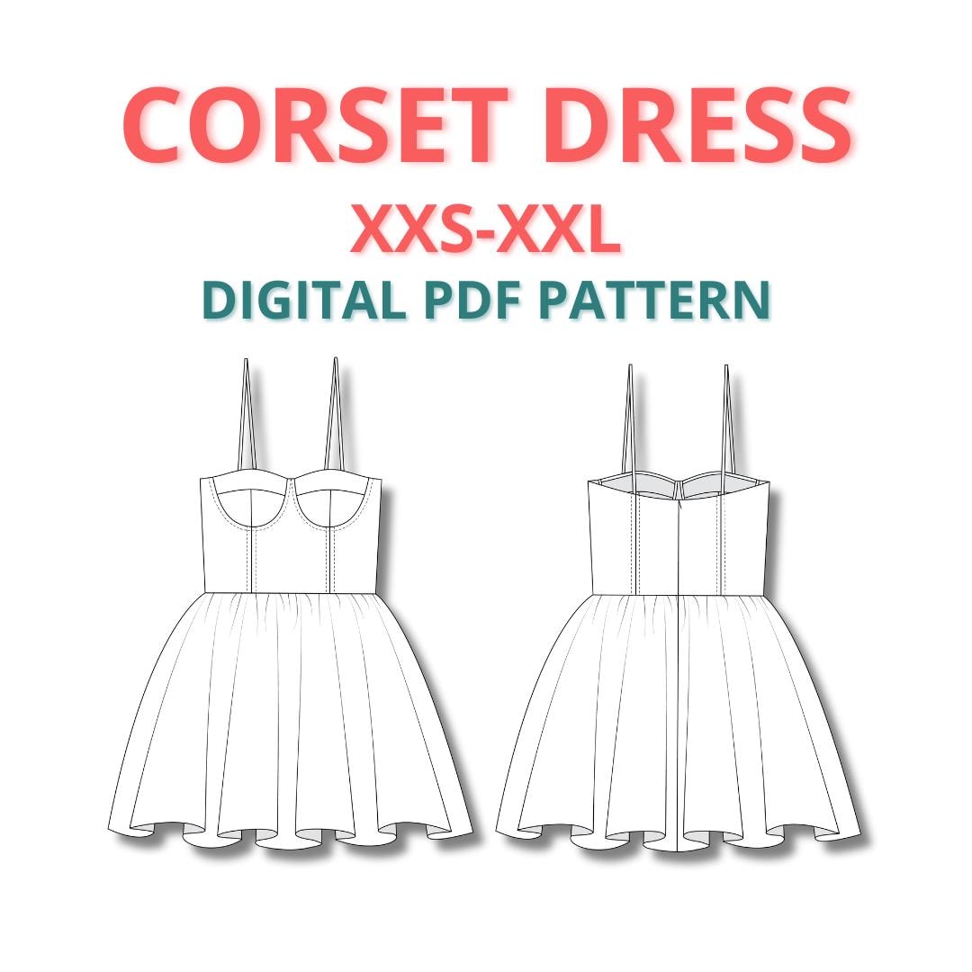 Mini Corset Dress Sewing Pattern With Adjustable Spaghetti Straps ...