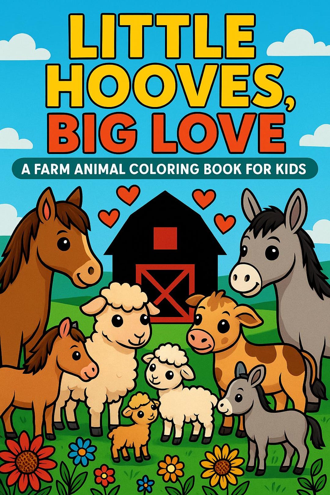 Little Hooves, Big Love, A Farm Animal Coloring Book for Kids Featuring ...
