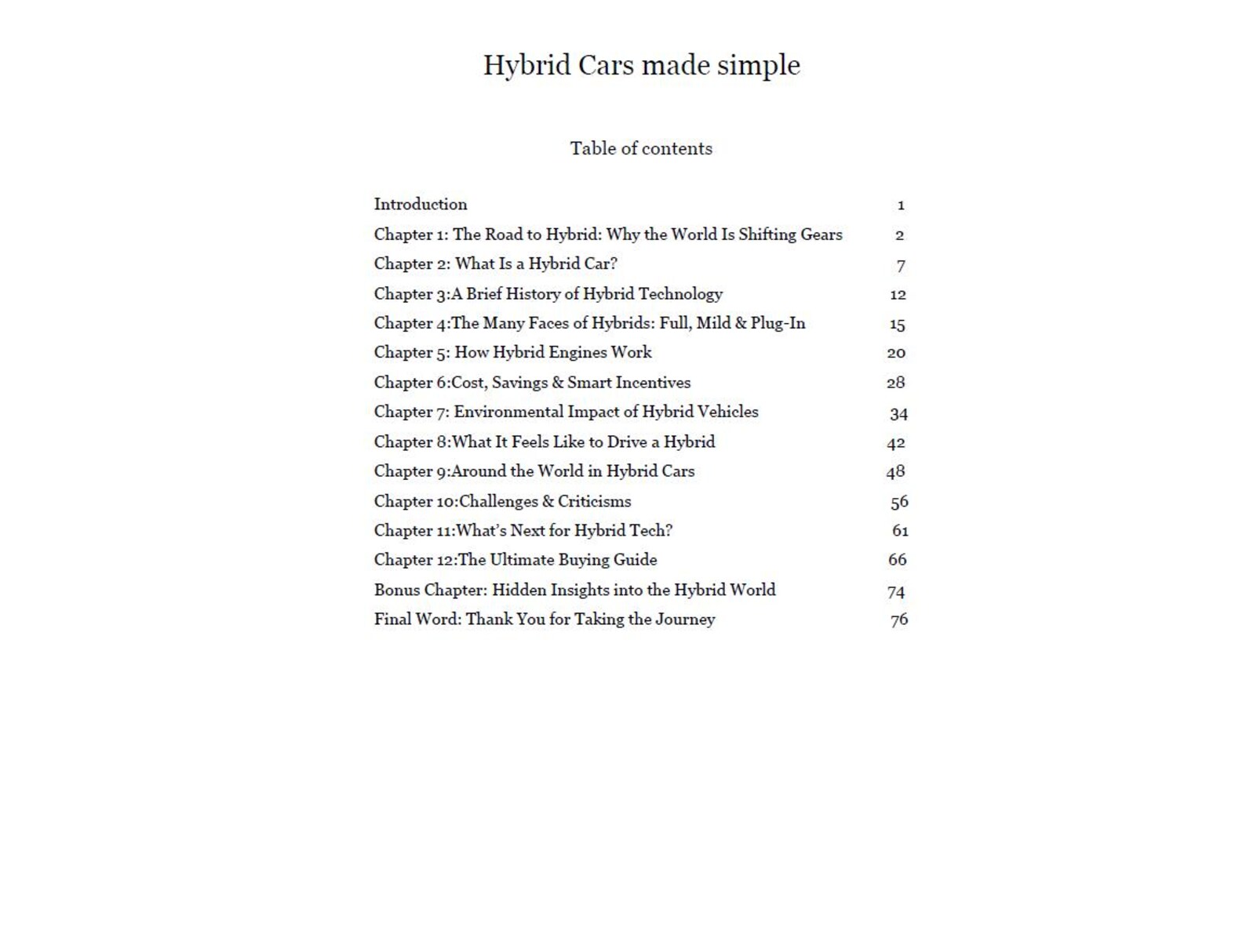 Hybrid Cars Made Simple Auto boek mechanica digitale educatie hulp auto ...