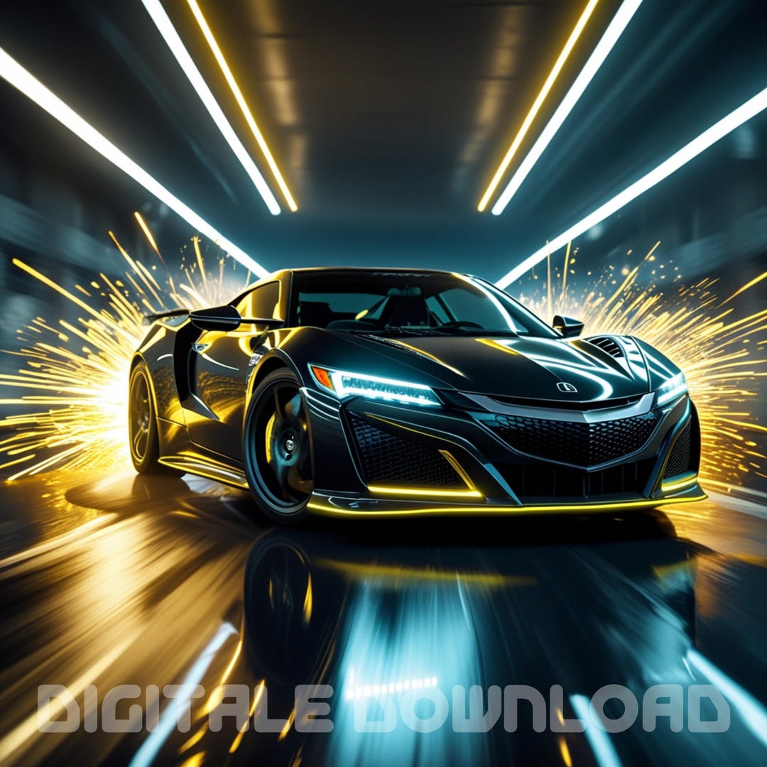Acura NSX Type S Neon Speed Art I Futuristic Print I Digital Wall Art I ...