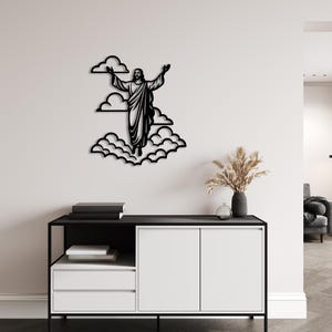 Jesus Ascension Wall Art – Spiritual Metal Silhouette of Christ Rising ...