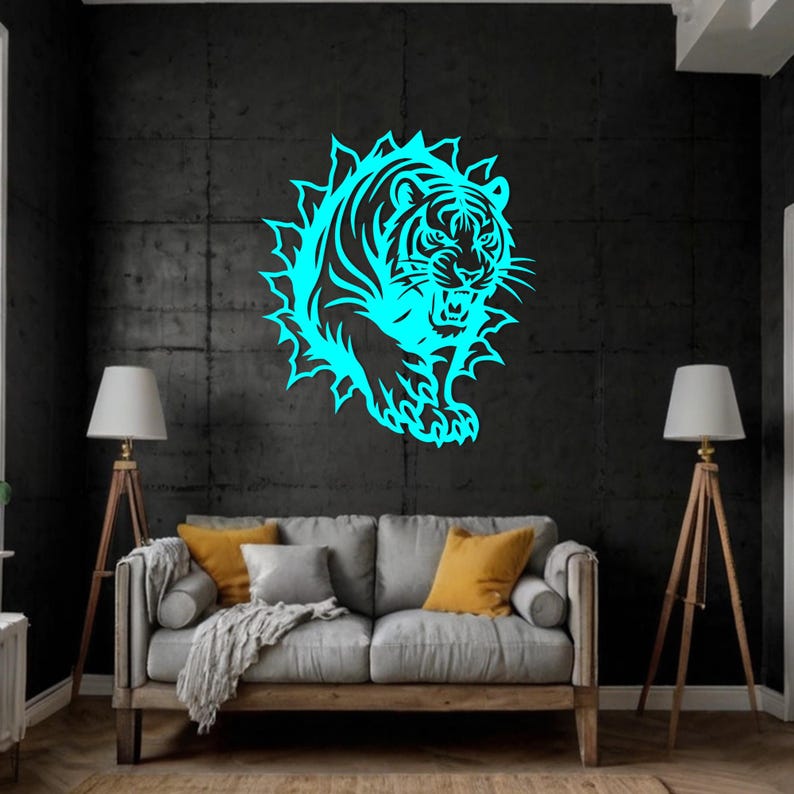 Roaring Tiger Metal Wall Art – Fierce Jungle Animal Wall Decor – Modern ...