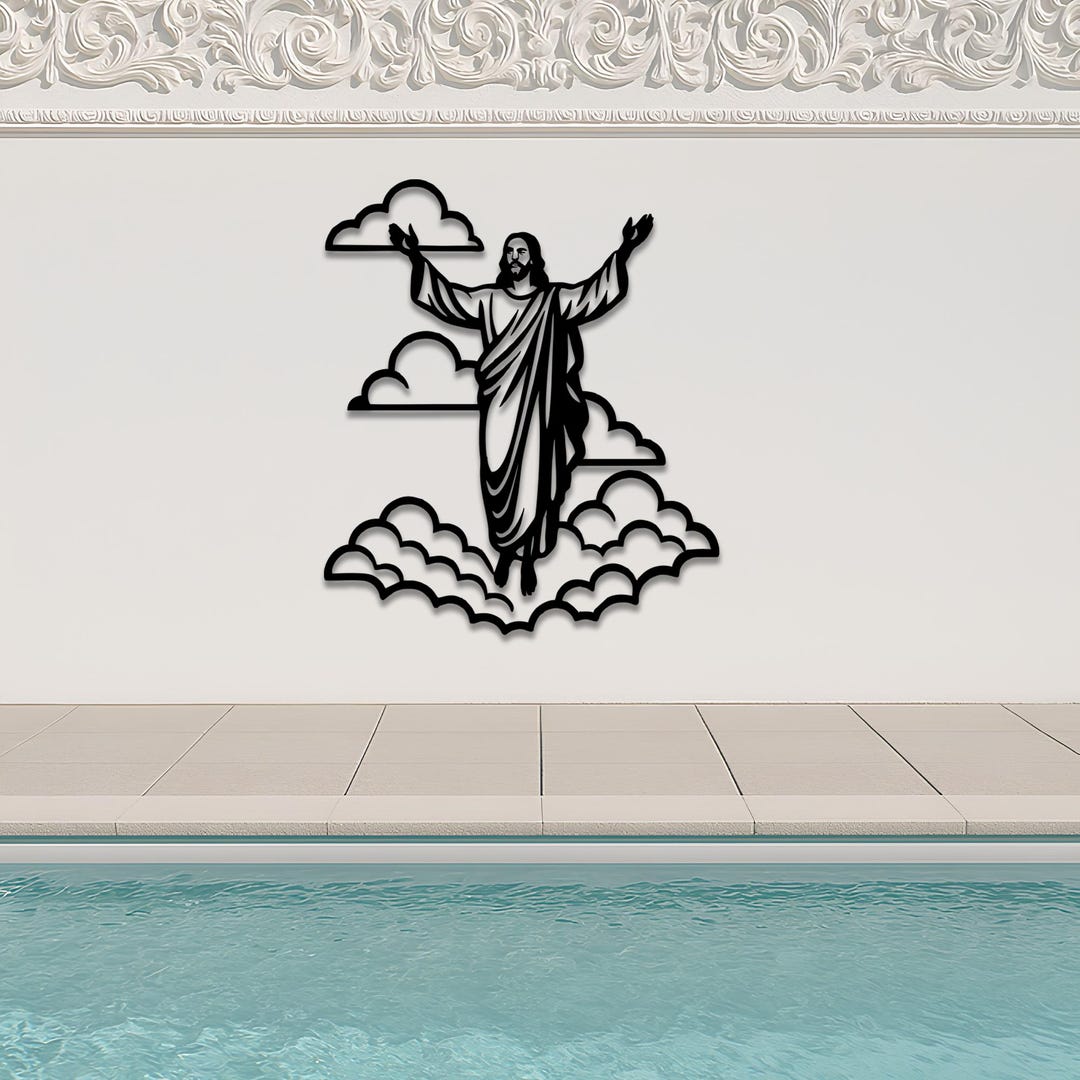 Jesus Ascension Wall Art – Spiritual Metal Silhouette of Christ Rising ...