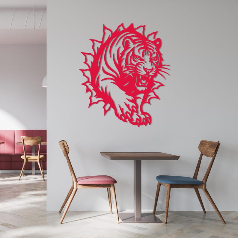 Roaring Tiger Metal Wall Art – Fierce Jungle Animal Wall Decor – Modern ...