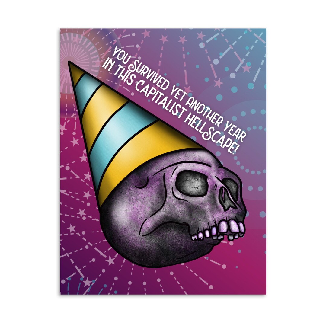 Capitalist Hellscape Birthday Card // Funny Dystopian Cards, Screaming ...