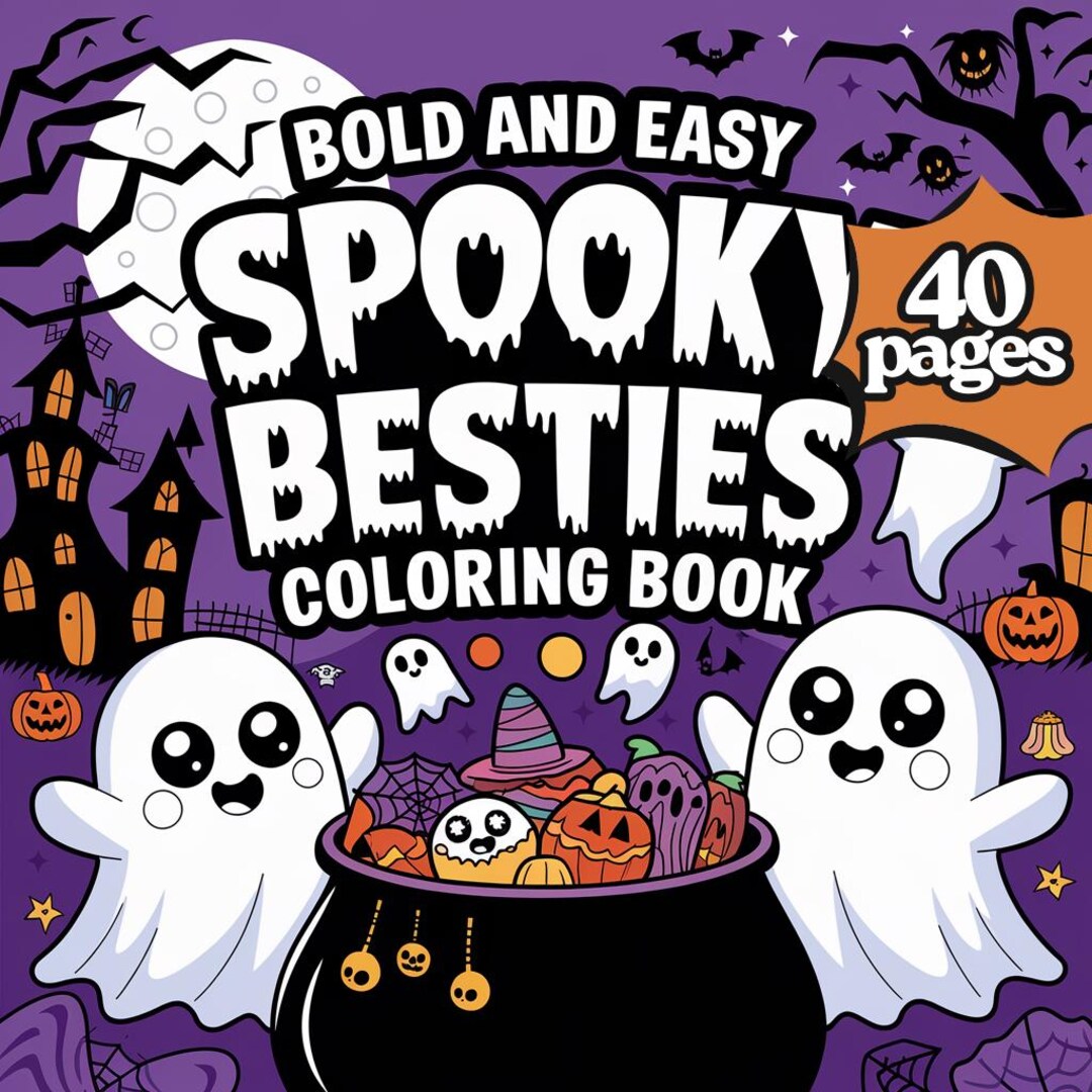 Bold and Easy Spooky Besties Coloring Book – 40 Pages PDF – Cute ...