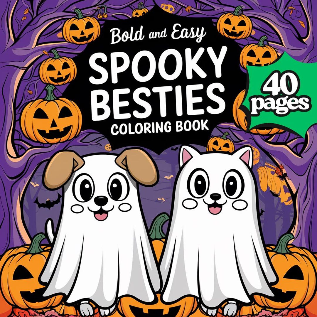 Bold and Easy Spooky Besties Coloring Book – 40 Pages – Cute Halloween ...