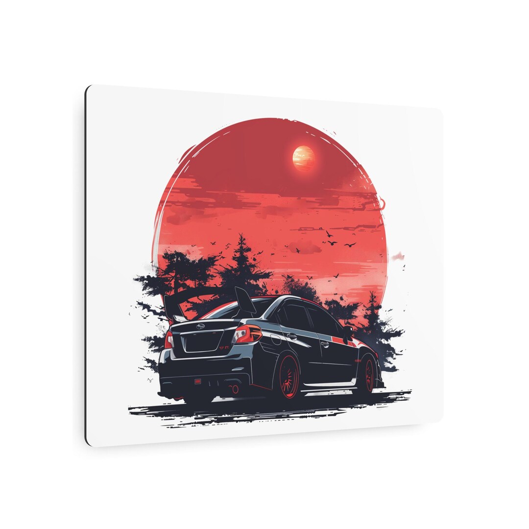Subaru WRX Metal Art Sign | Japanese JDM Car Sunset Wall Decor | Simple ...