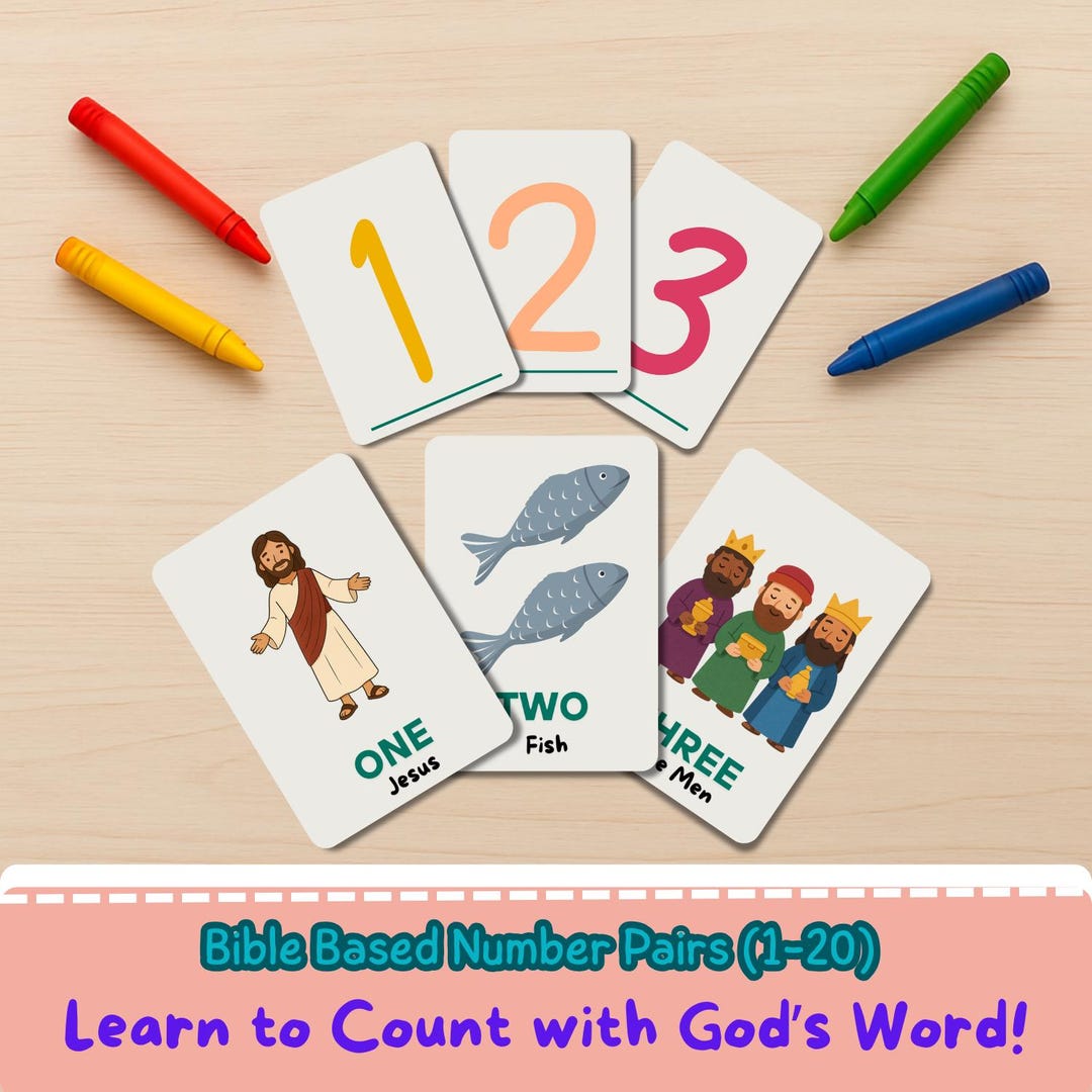 Bible Number Matching Game | Christian Printable Numbers 1–20 With ...