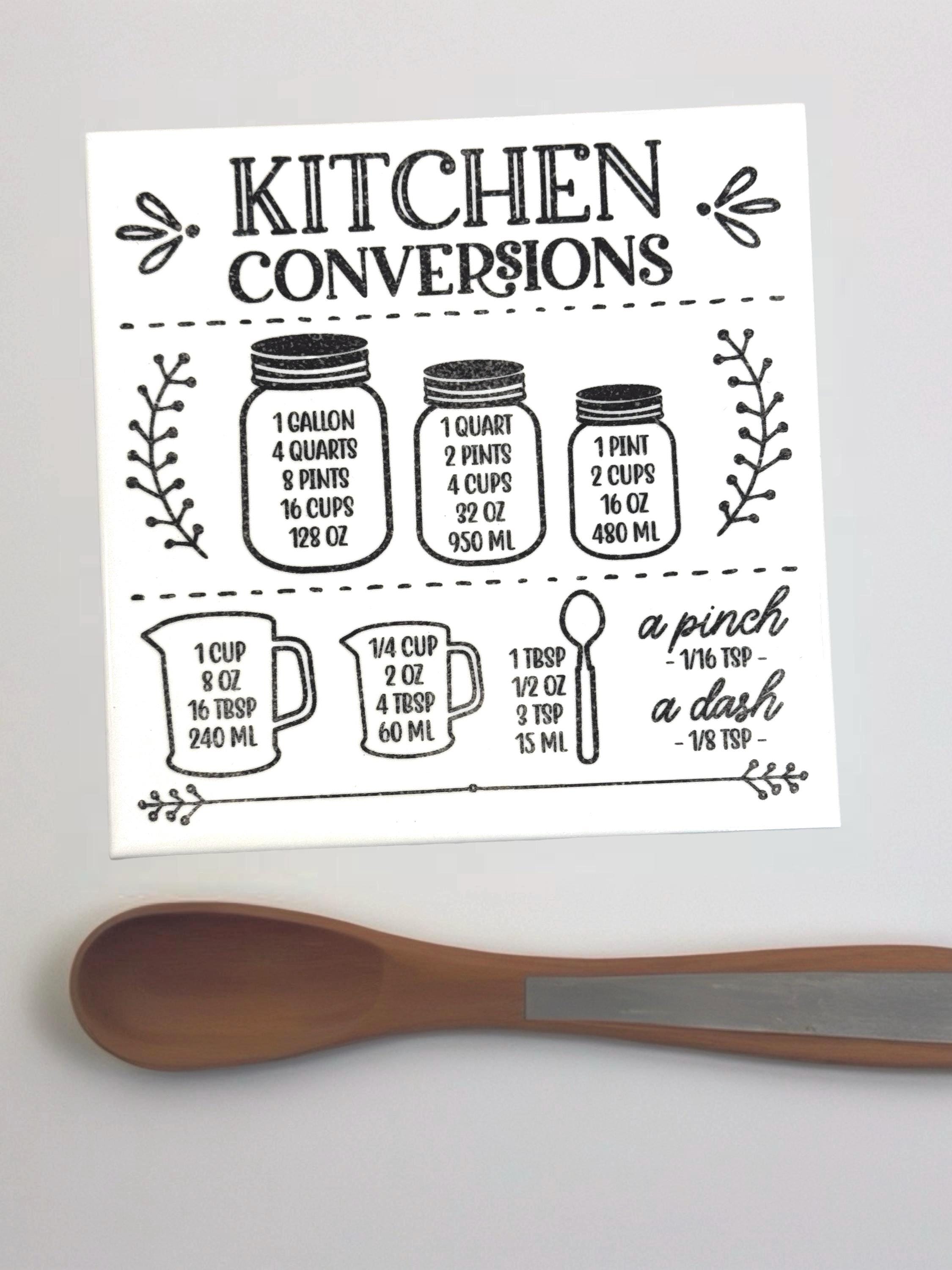 Kitchen Conversion Chart Tile Trivet, Laser Engraved 6x6 Ceramic - Etsy