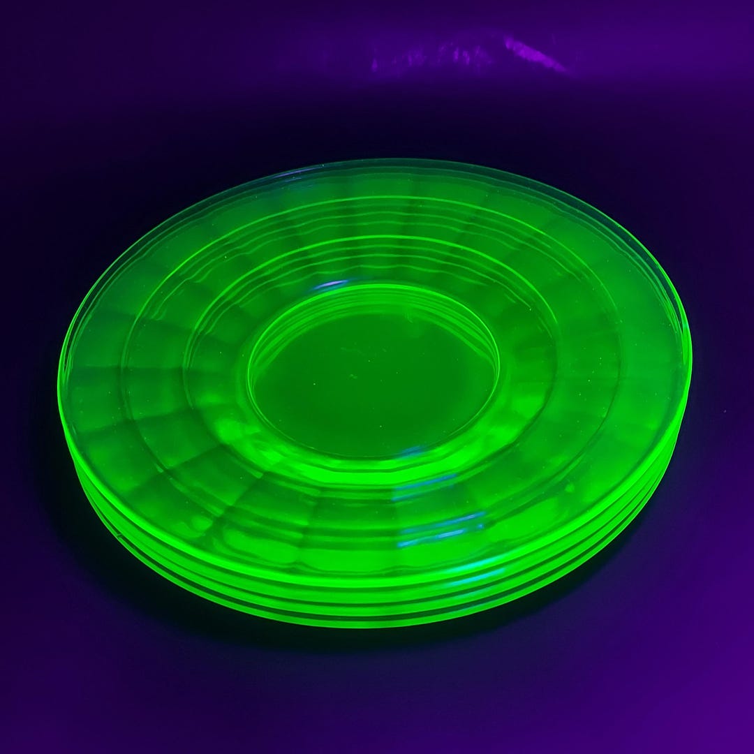 Uranium Glass Anchor Hocking Optic Block 6.25" Plates Set of 6 - Etsy