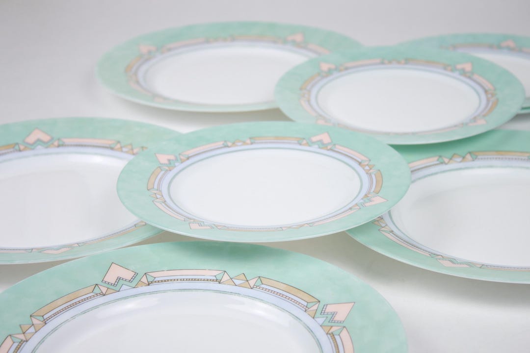 Set of 8 ESSO 1980 Plates - 4 Large Plates + 4 Dessert Plates - Pastel ...