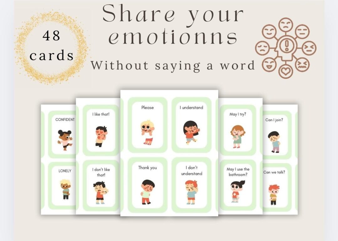 48 Emotion Cards for Non-verbal Communication, Autism, Adhd, Parent ...