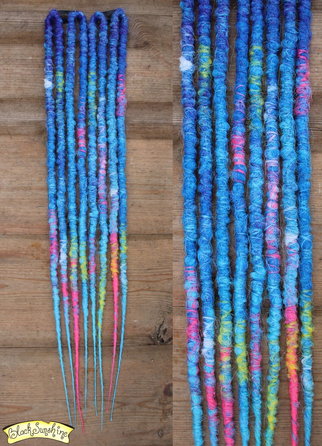 Dreams Clip In Dreads Synthetic Dreads Blue White Pink Yellow Partial Accent Etsy