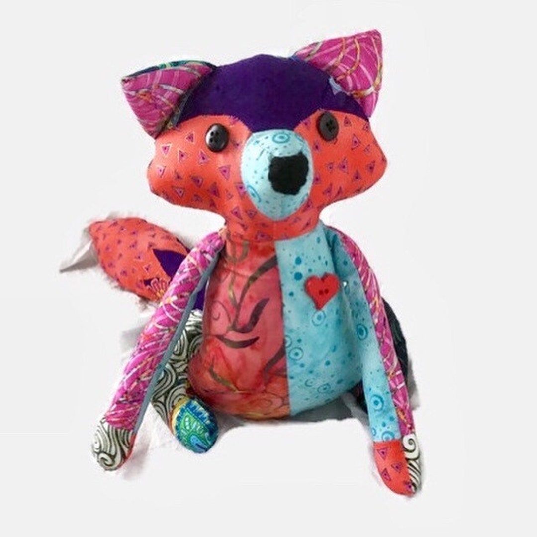 Patchwork Fox Plushie: Handmade Cotton Heirloom Doll, 14 Inch - Etsy