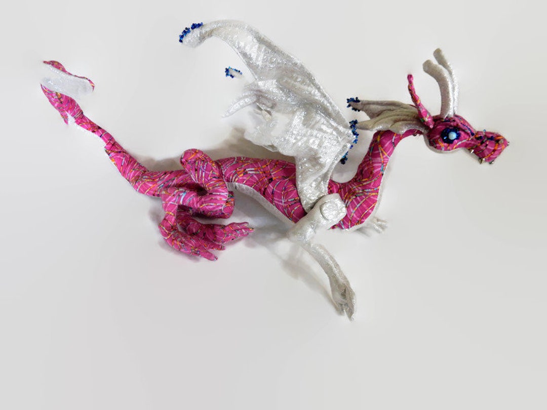 Cloth Dragon Sculpture With Silver Horns, Ears and Claws, Artist Flying ...