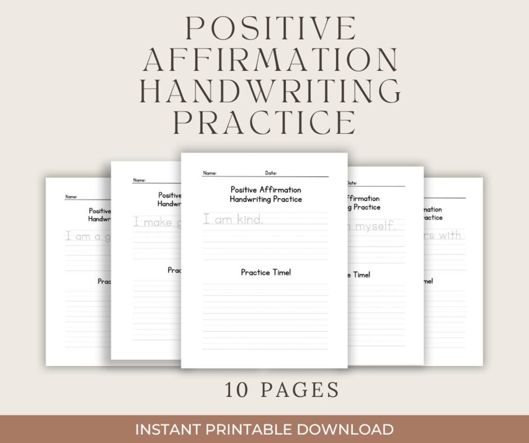 Positive Affirmation Handwriting Practice - Etsy