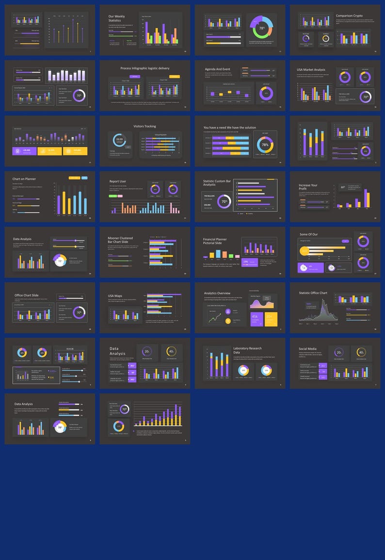 Two-themed Powerpoint Templates With Data Visualizations, Infographics ...