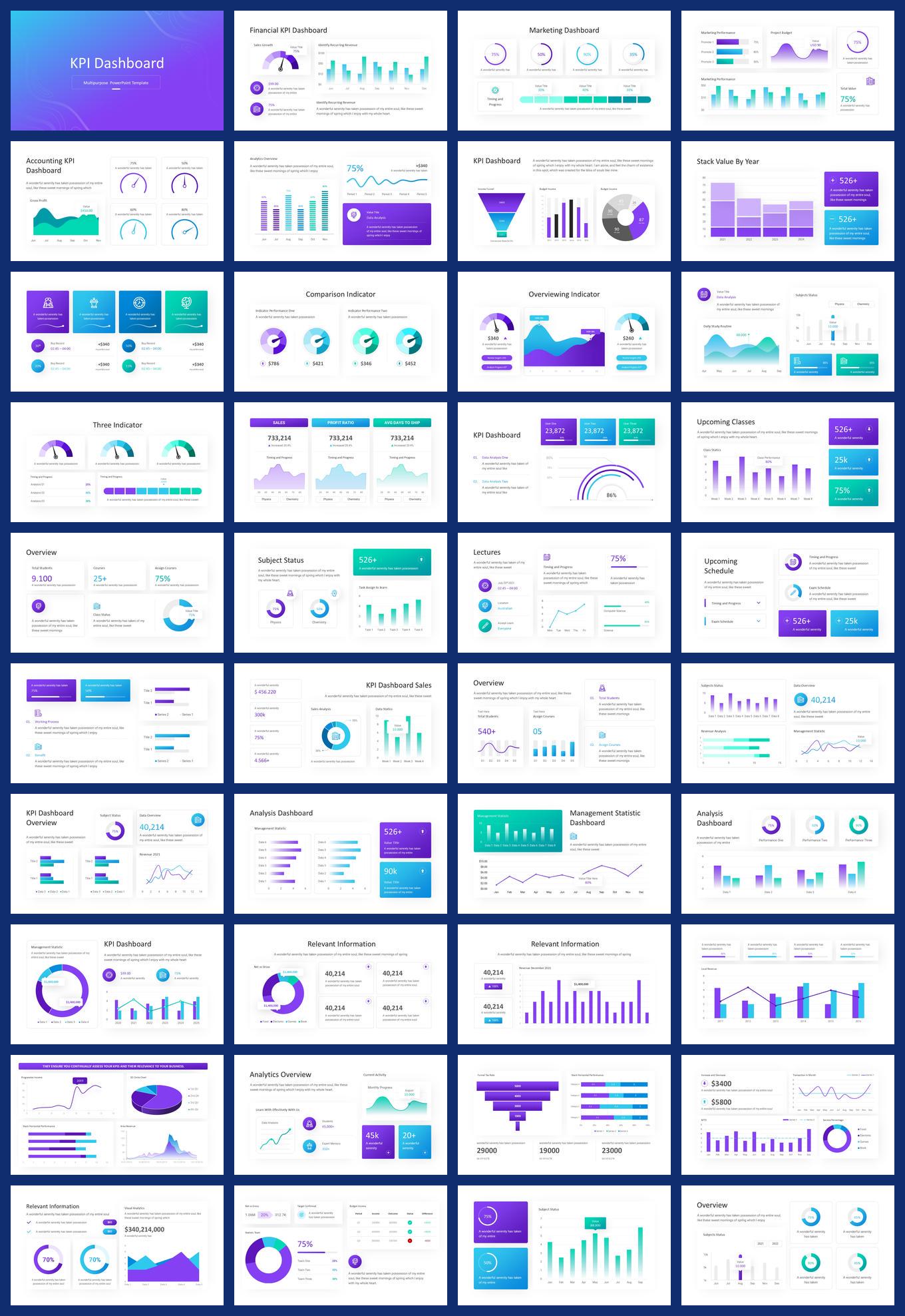 KPI Dashboard | Data Visualization Powerpoint Template | Infographics ...