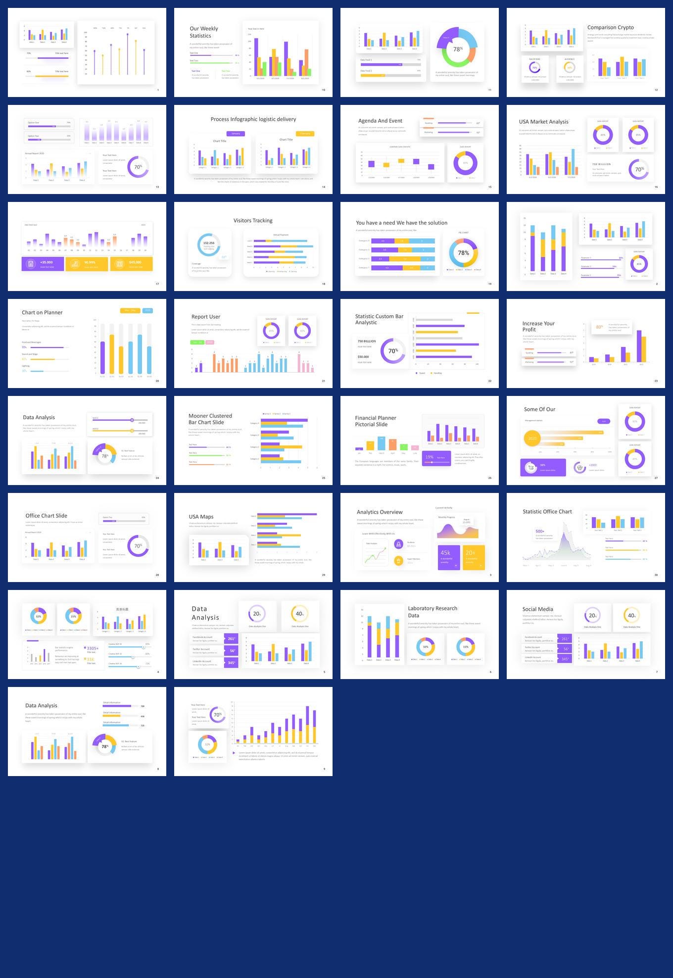 Two-themed Powerpoint Templates With Data Visualizations, Infographics ...