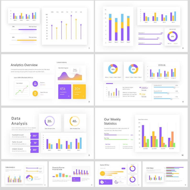 Two-themed Powerpoint Templates With Data Visualizations, Infographics ...
