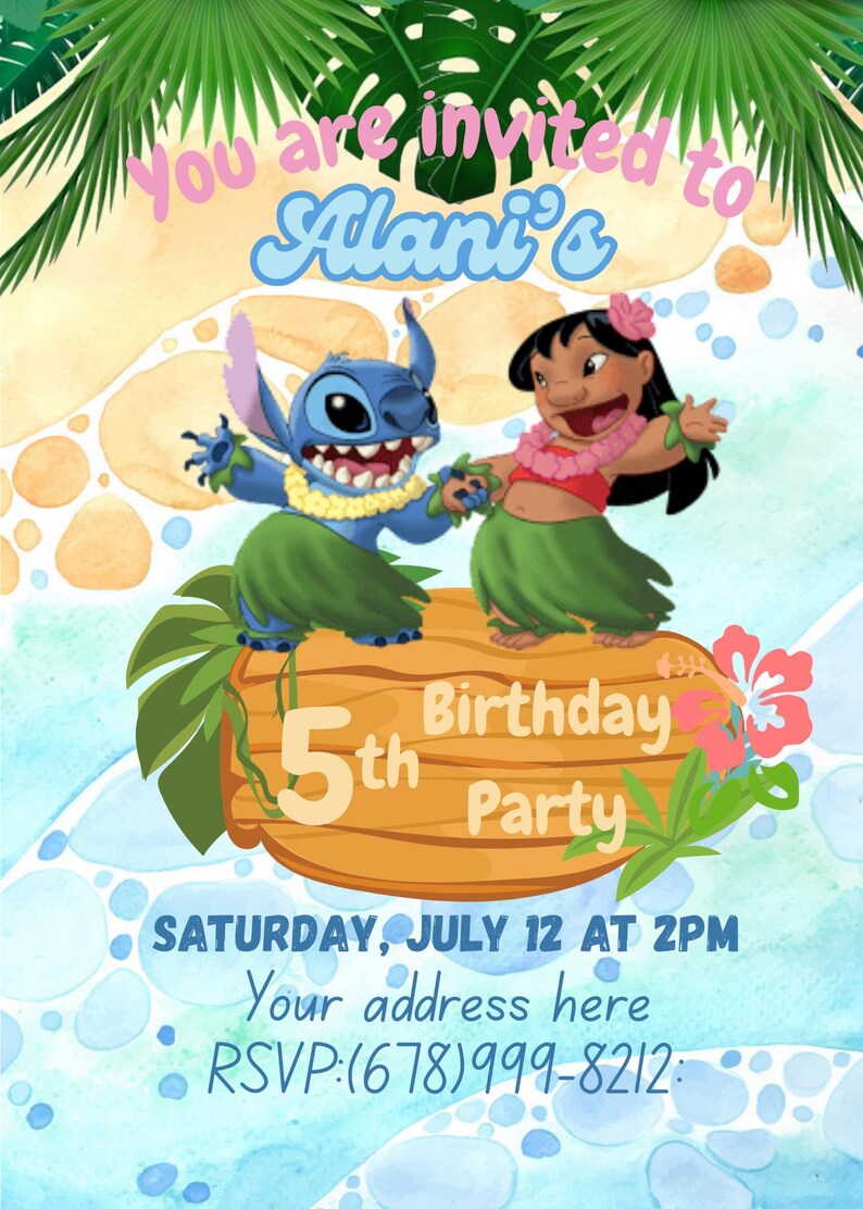 Lilo & Stitch Birthday Invitation: Tropical Party Template (digital) - Etsy