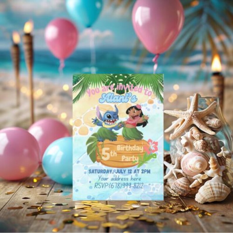 Lilo & Stitch Birthday Invitation: Tropical Party Template (digital) - Etsy