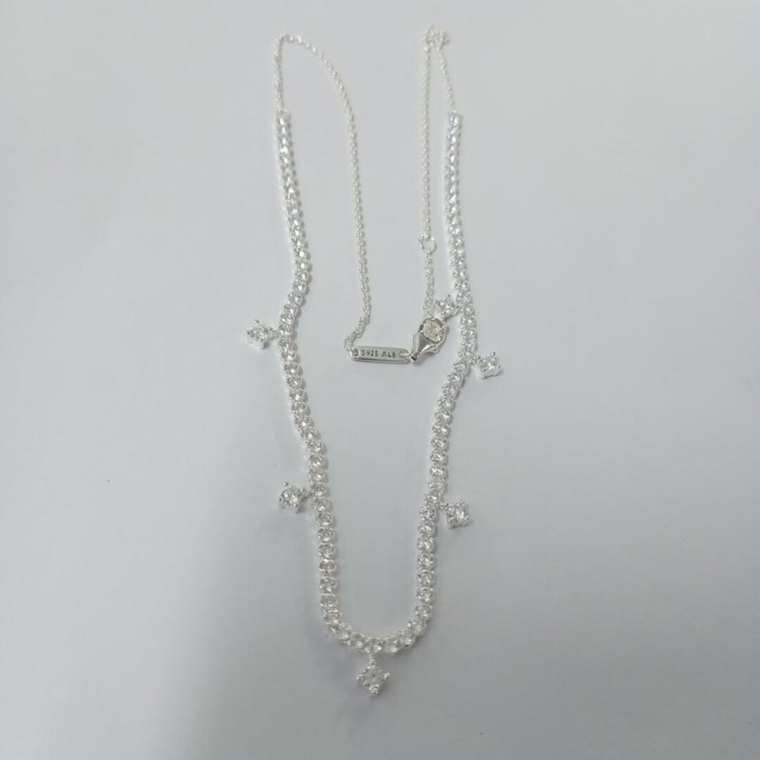 Pandora Sterling Silver Sparkling Drop Collier Necklace-43 - Etsy