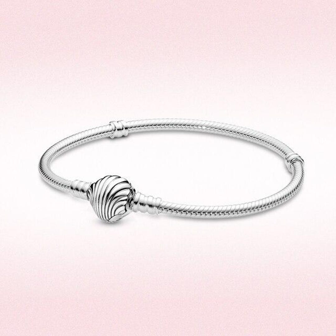 Pandora Seashell Clasp Bracelet Snake Chain 925 Silver - Etsy