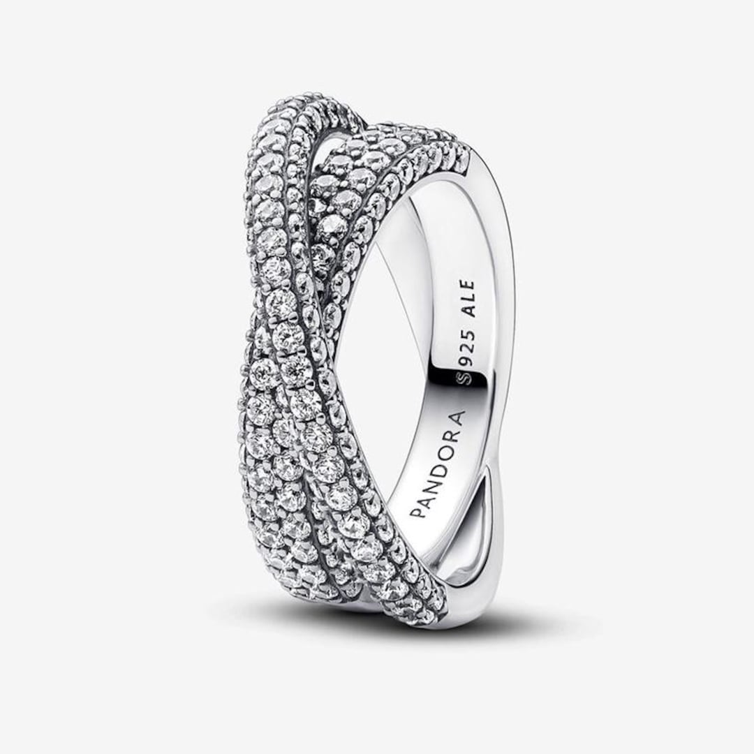 Pandora Timeless Pavé Crossover Dual Band Silver Ring - Etsy