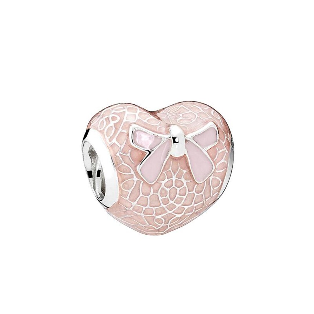 Pandora Ale 925 Silver Pink Bow and Lace Heart Charm - Etsy