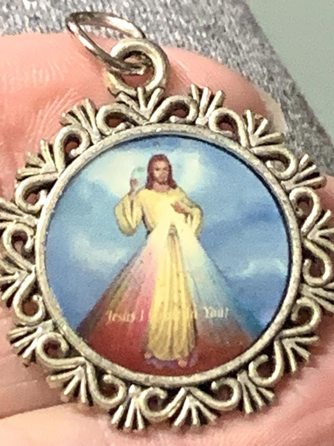 DIVINE MERCY of JESUS Medal Pendant Charm Necklace Vintage Faith ...