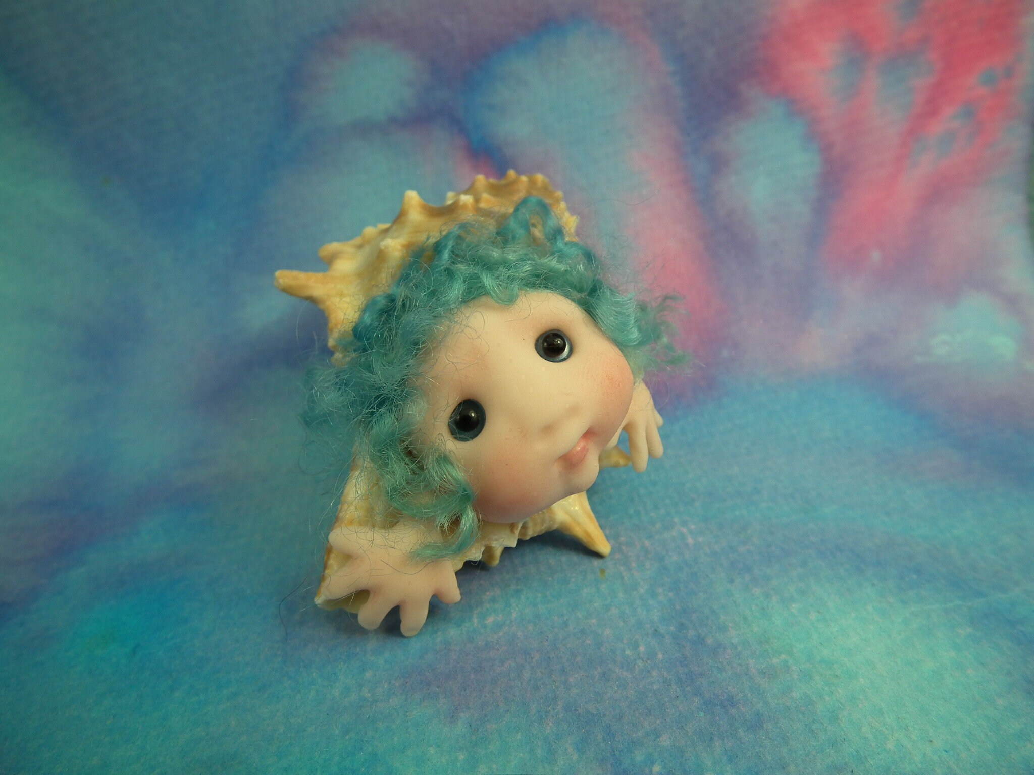 Astryd d'Mer Urchin Elf Mermaid in a 3 shell OOAK Sculpt by Sculpture ...