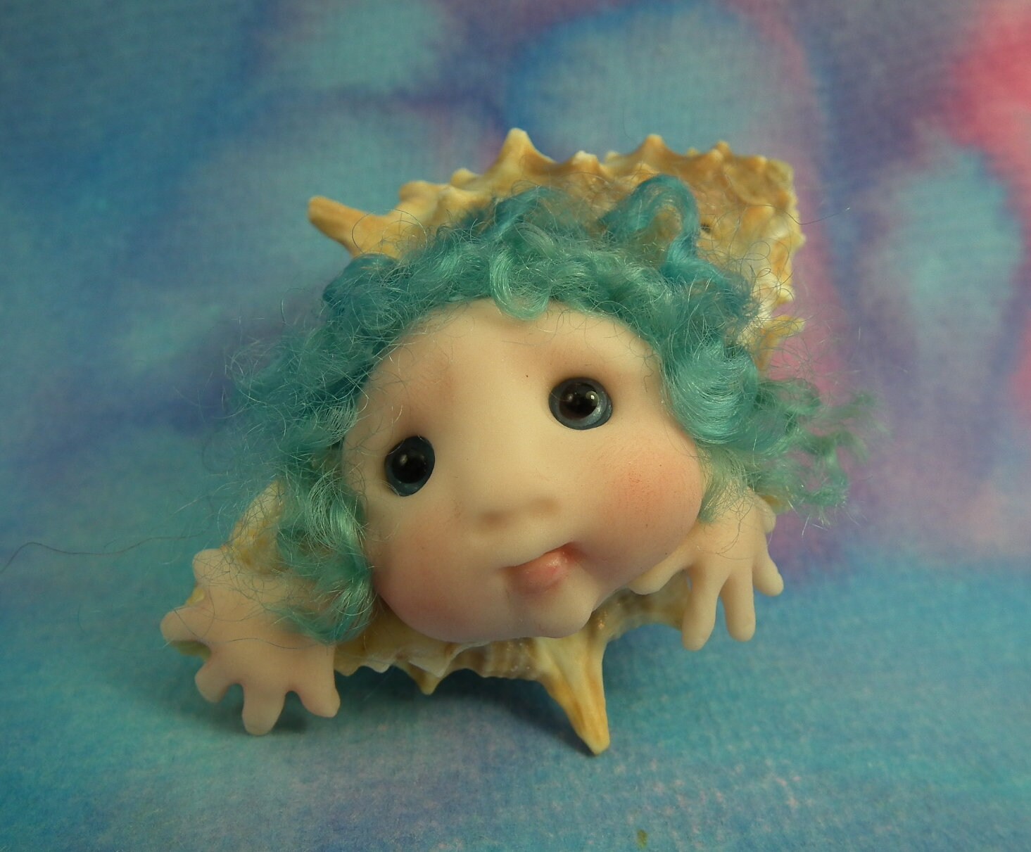 Astryd d'Mer Urchin Elf Mermaid in a 3 shell OOAK Sculpt by Sculpture ...