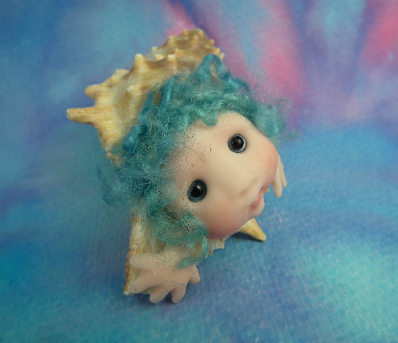 Astryd d'Mer Urchin Elf Mermaid in a 3 shell OOAK Sculpt by Sculpture ...